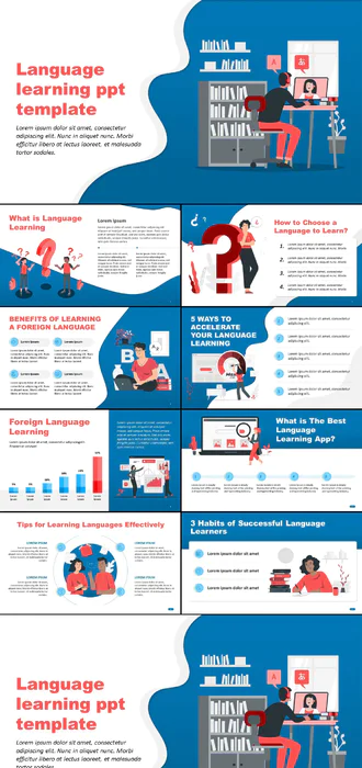 语言学习powerpoint模板-免费下载-PPTer吧