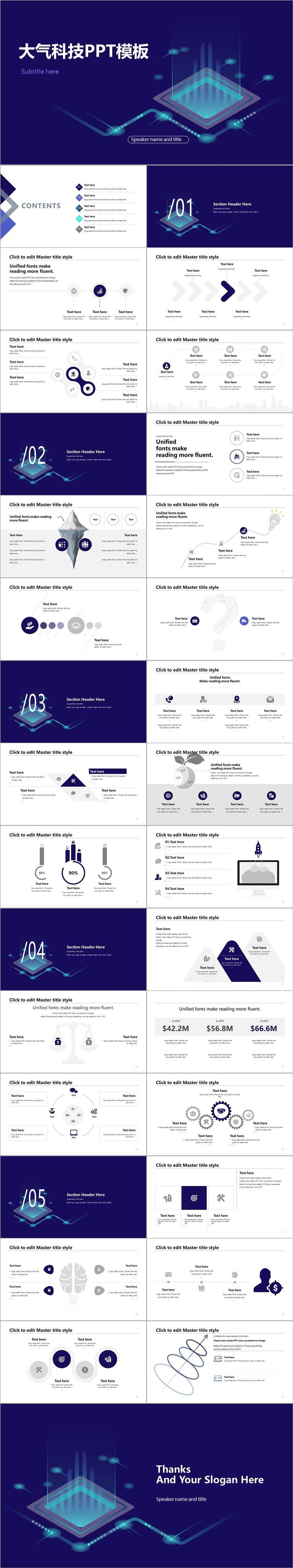 免费的高新科技芯片产业PPT模板-免费下载-PPTer吧