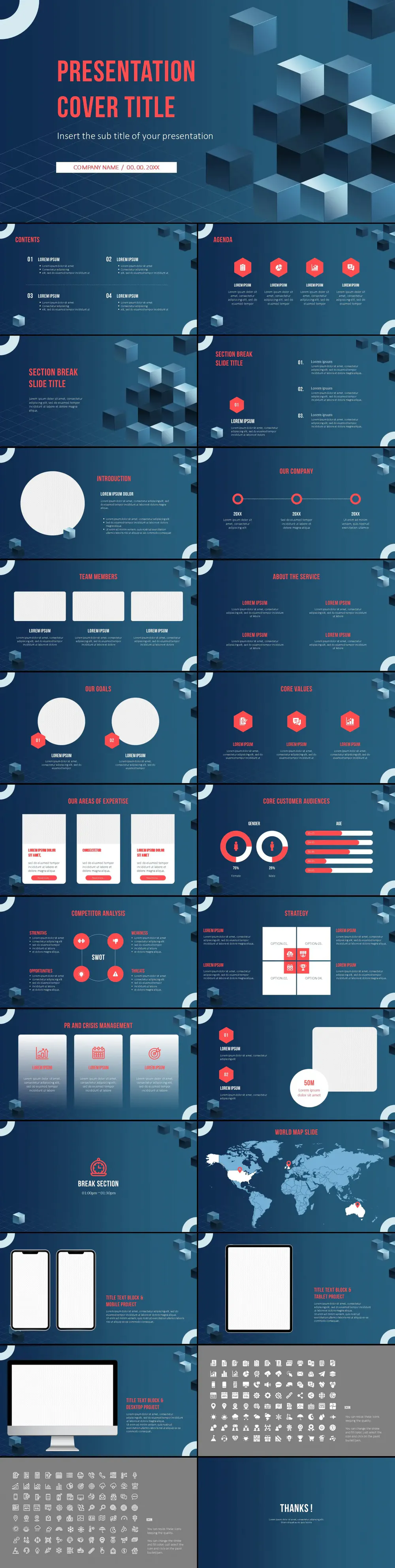 正方体设计PowerPoint模板-会员免费下载-PPTer吧