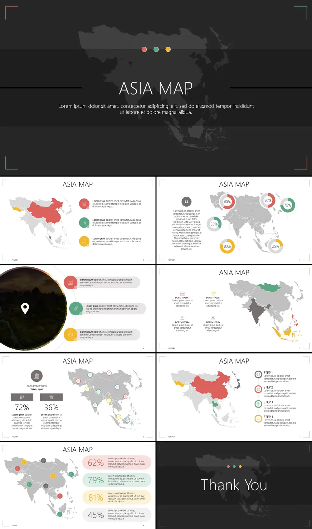 亚洲地图powerpoint模板-免费下载-PPTer吧