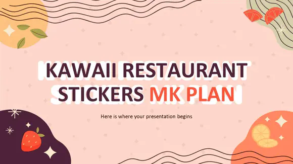 卡瓦伊餐厅贴纸mk平面图展示PPT模板-会员免费下载-PPTer吧