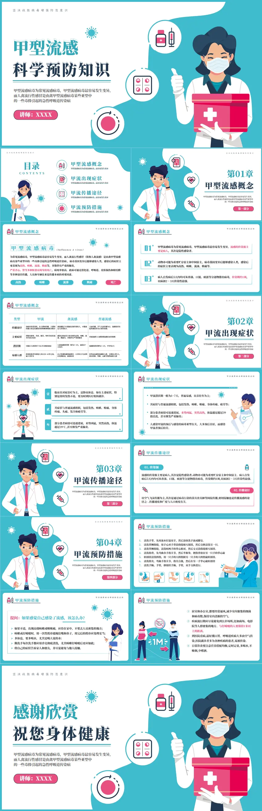 甲型流感科学预防知识普及宣传ppt模板 会员免费下载 Ppter吧
