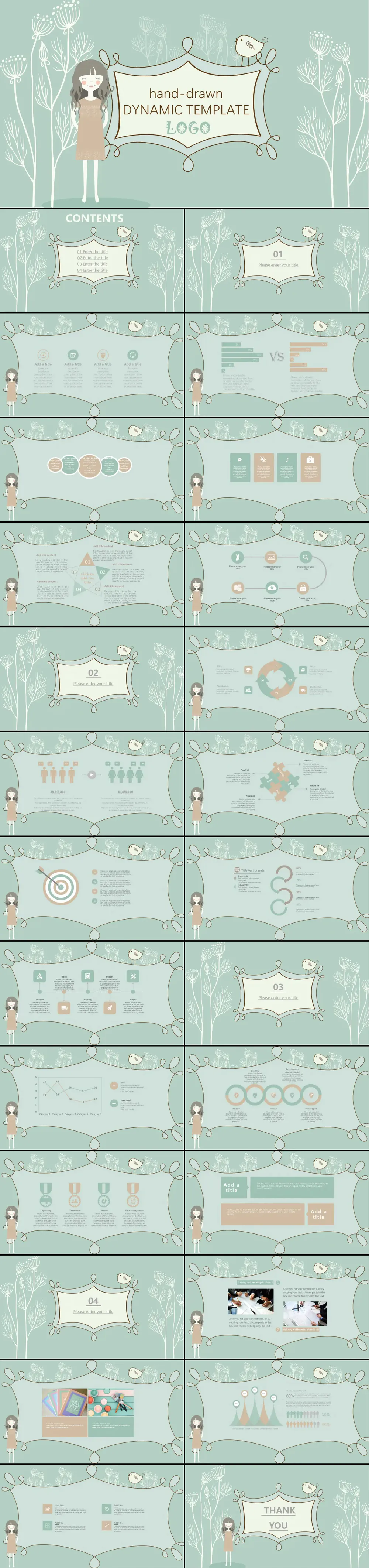 全新插图样式powerpoint模板-免费下载-PPTer吧