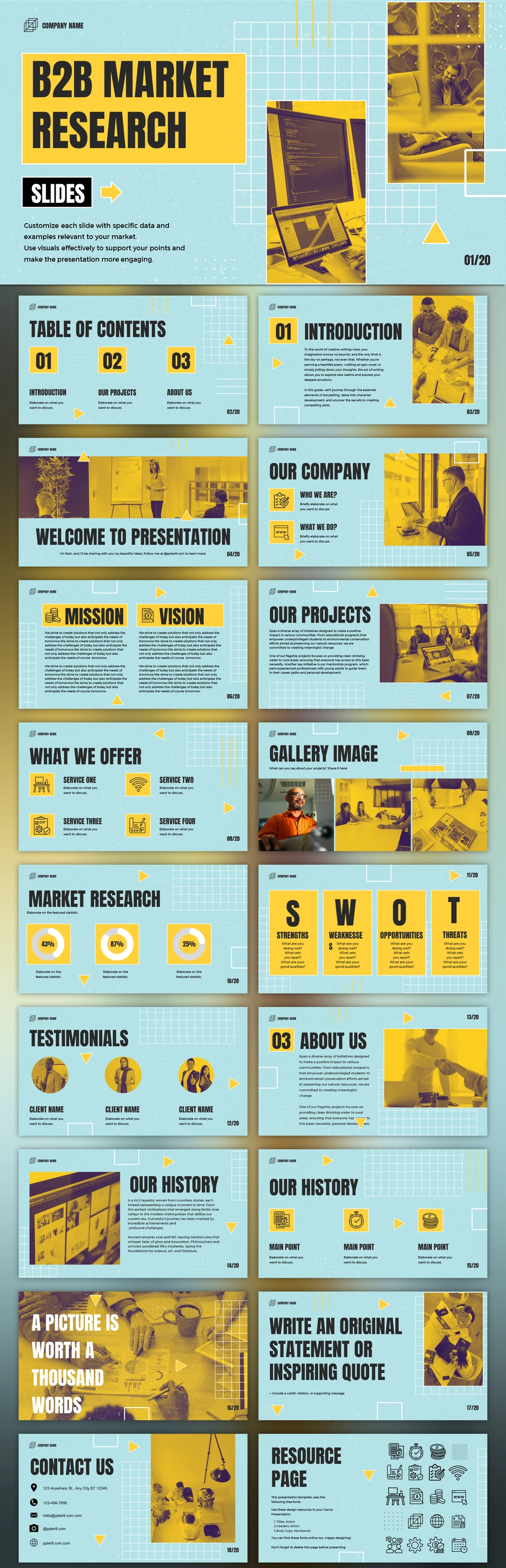 B2B市场研究幻灯片ppt模板-会员免费下载-PPTer吧